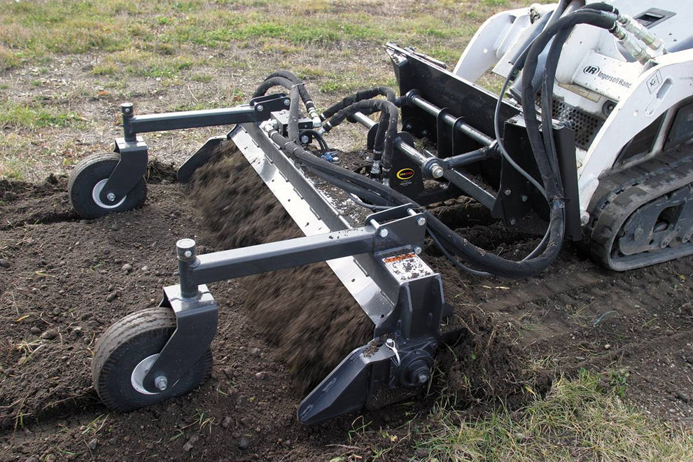 Mini Skid Steer Harley Rake/Soil Conditioner | Quick Power Scape Mini ...